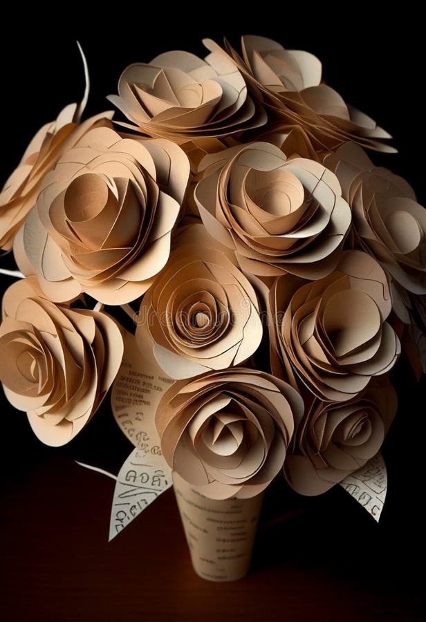 Bouquet of Paper Roses. AI Generated Stock Illustration - Illustration ...