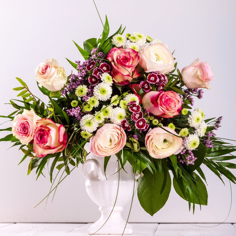 Bouquet of pink flowers stock image. Image of assortment - 116474269