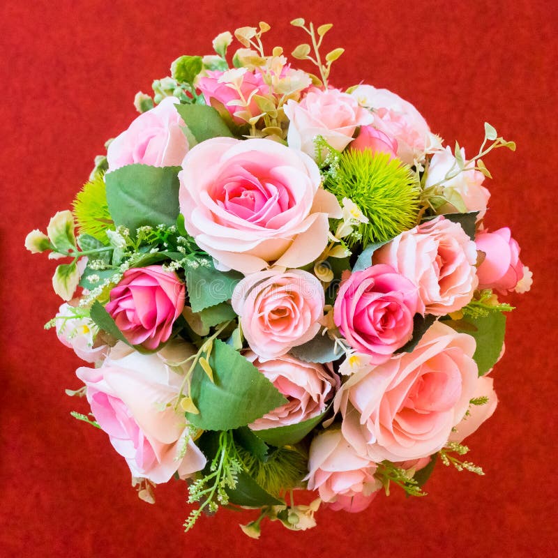 Wedding Flower Bouquet with Pink Roses Stock Image - Image of romantic ...