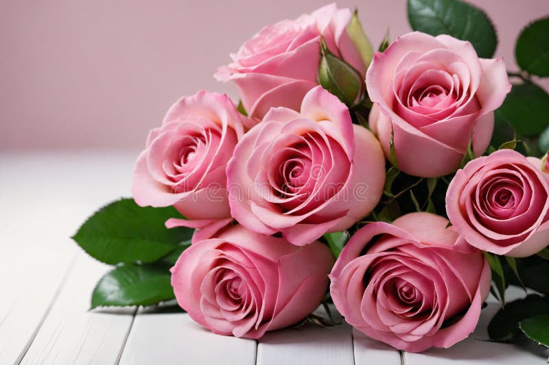 Bouquet of Pink Roses - Symbol of Love Stock Illustration ...