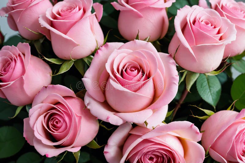 Bouquet of Pink Roses - Symbol of Love Stock Illustration ...