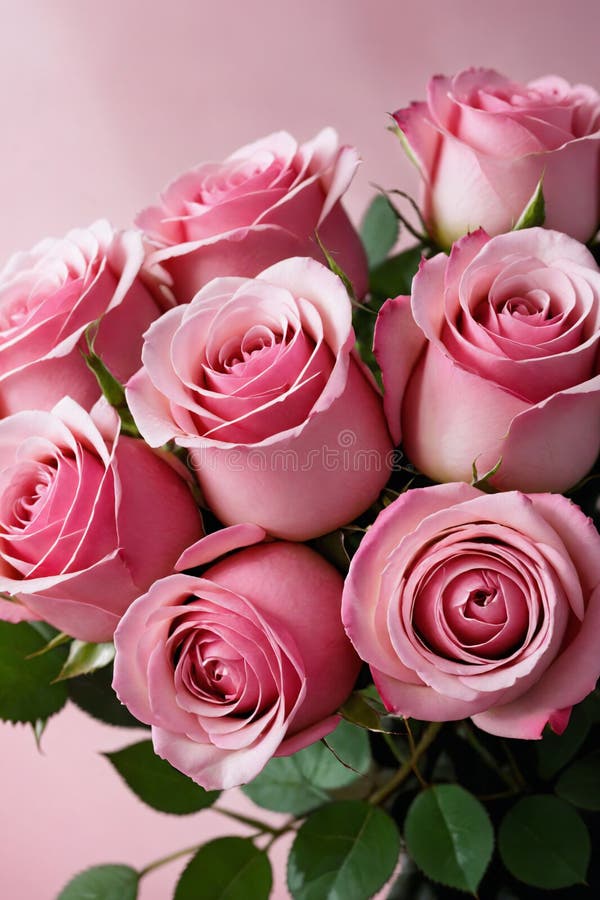 Bouquet of Pink Roses - Symbol of Love Stock Image - Image of beautiful ...