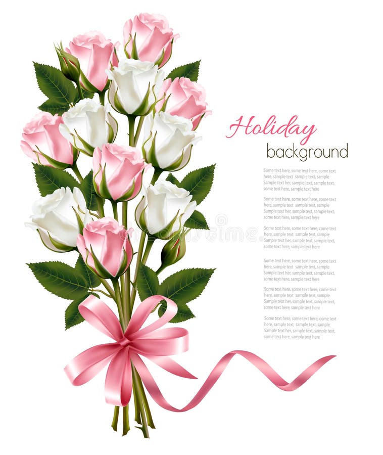 Red Roses with Ribbon on White Background. Valentine S Day, Anniversary ...