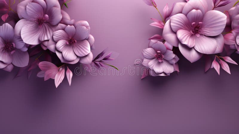 Bouquet of Purple Flowers on Purple Background. Generative AI. Stock ...