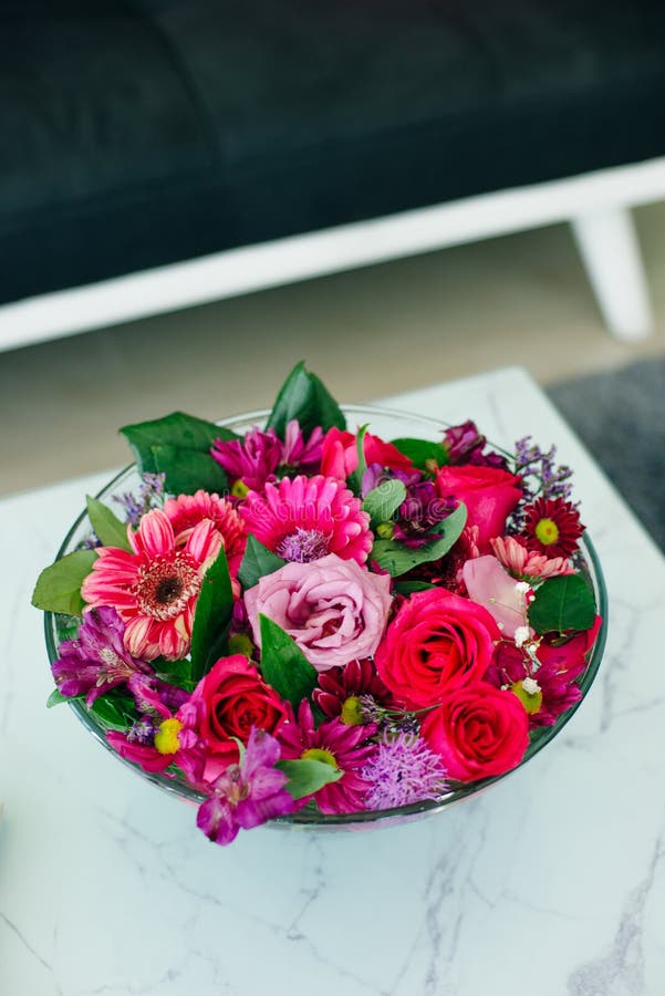 Bouquet of Red Flowers on the Table Stock Photo - Image of plant ...
