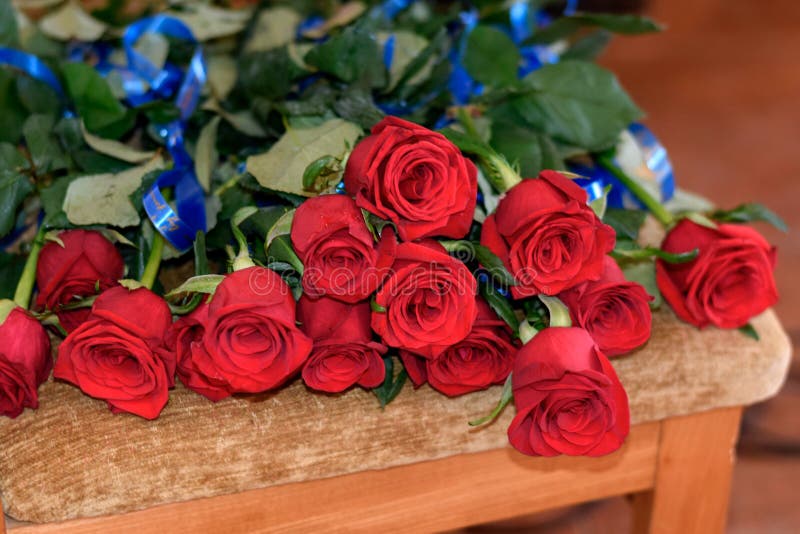 Bouquet of Roses on a Chair Stock Image - Image of floral, marriage ...