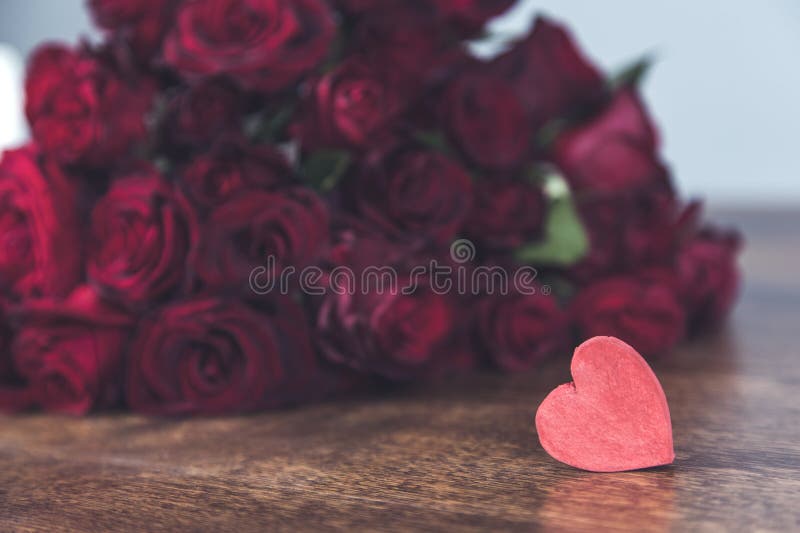 Bouquet of Red Roses with Heart Stock Image - Image of nature, design ...