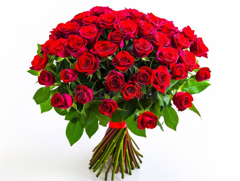 A Bouquet of Red Roses on a White Background Stock Photo - Image of ...