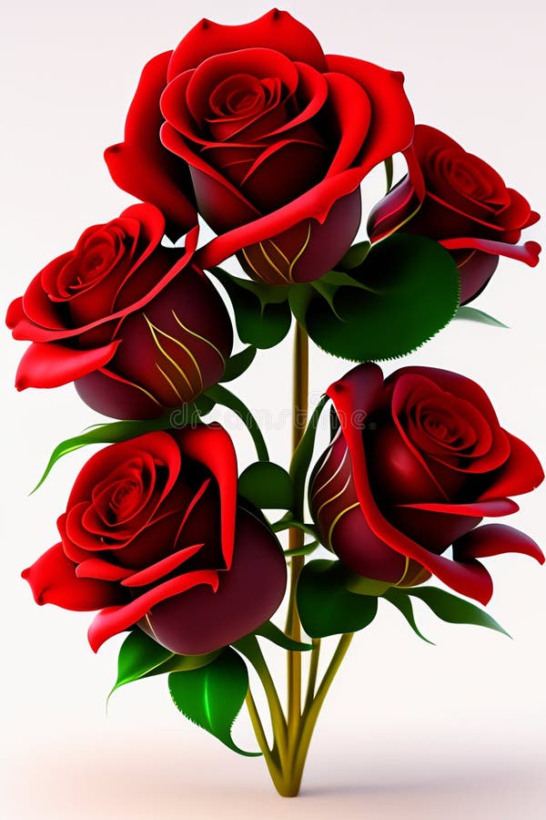 Bouquet of Red Roses on a White Background. Vector Illustration Stock ...