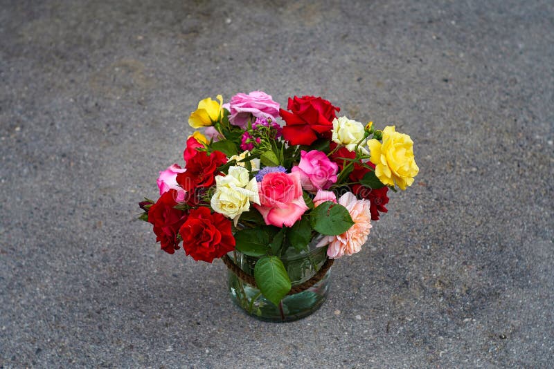 Bouquet of Multi Colored Roses Stock Photo - Image of beautiful ...