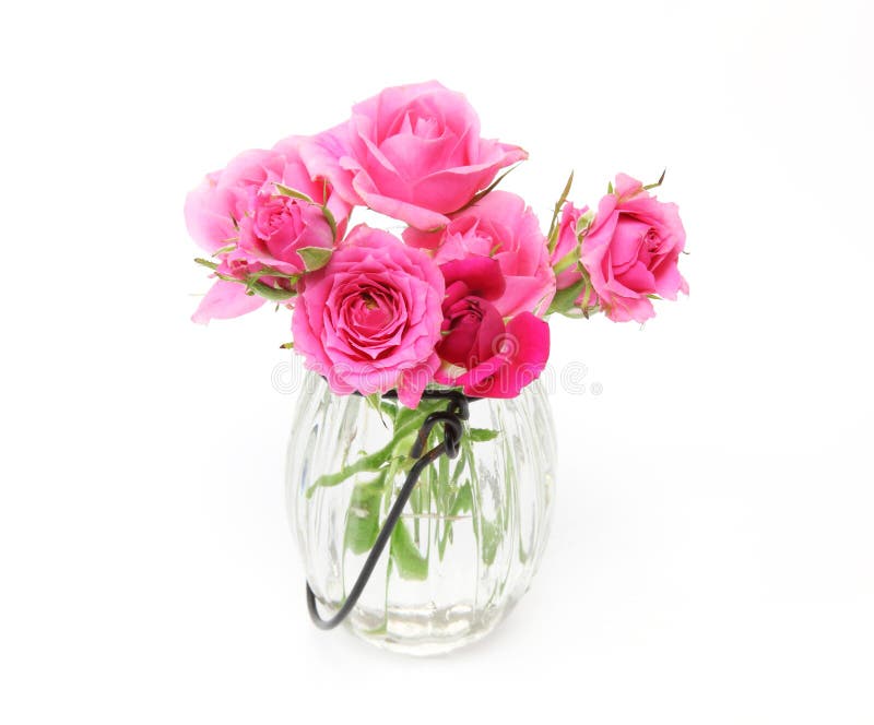 Bouquet of Roses in a Glass Vase Stock Image - Image of bottle, flower ...