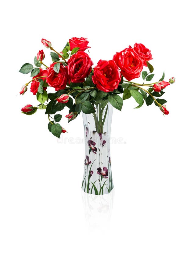 Bouquet of Roses in a Glass Vase Stock Photo - Image of freshness ...