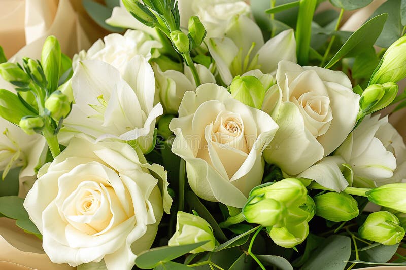 Bouquet of Roses and Orchids Stock Illustration - Illustration of ...