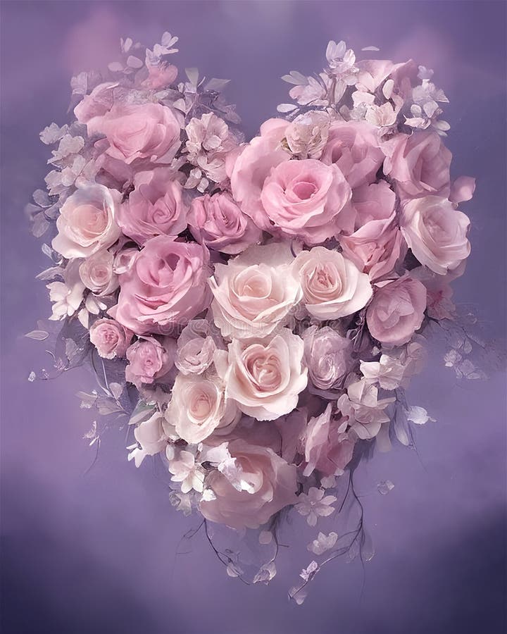Bouquet of Roses in the Shape of a Heart Stock Illustration ...