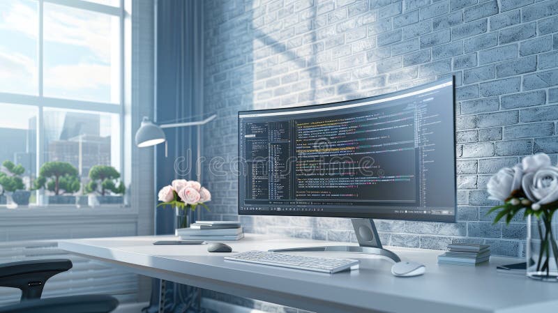 A Bouquet of Roses in a White Pitcher Sits on a Gray Desk Next To a ...