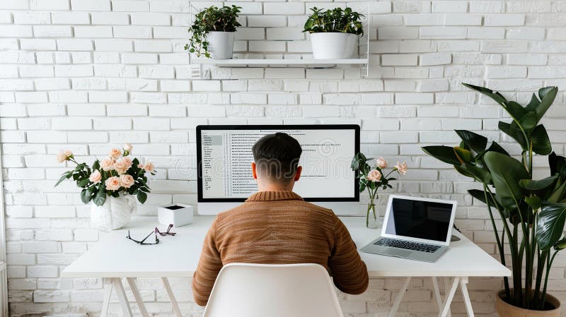 A Bouquet of Roses in a White Pitcher Sits on a Gray Desk Next To a ...