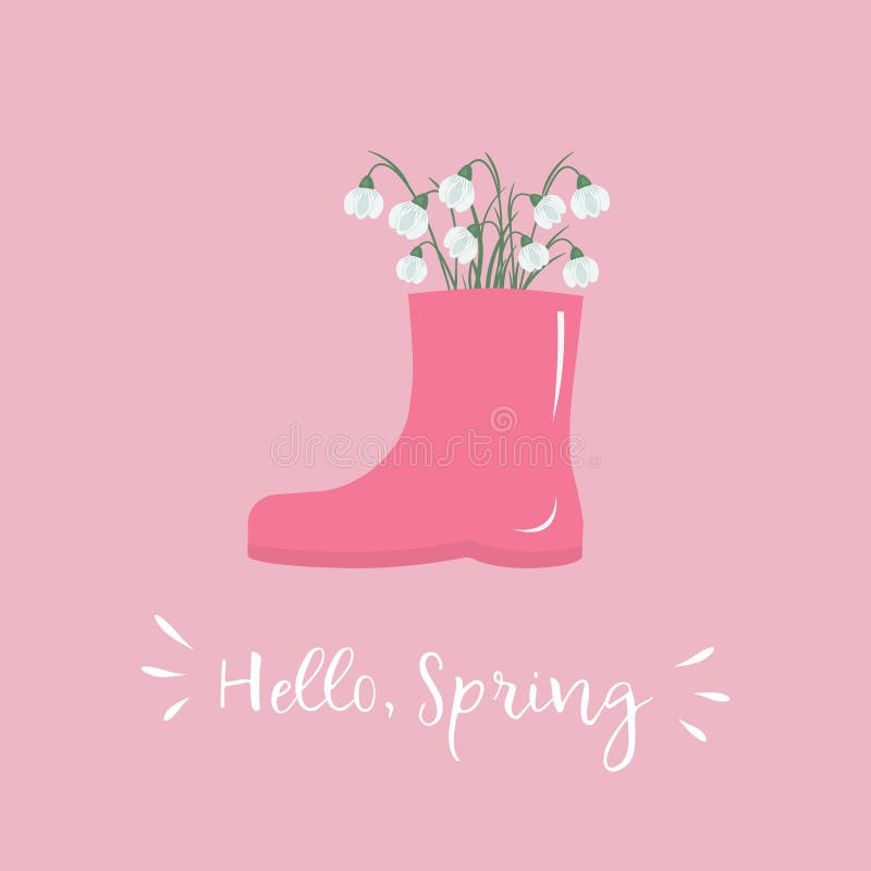 Bouquet of Snowdrops in Pink Rubber Boot. White Spring Flowers Stock ...