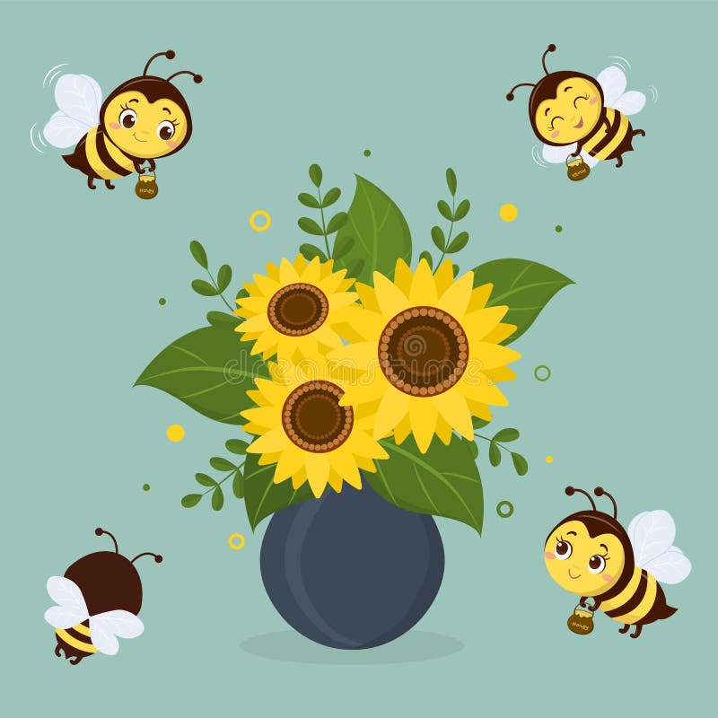 Background Bees Sunflowers Stock Illustrations 229 Background Bees