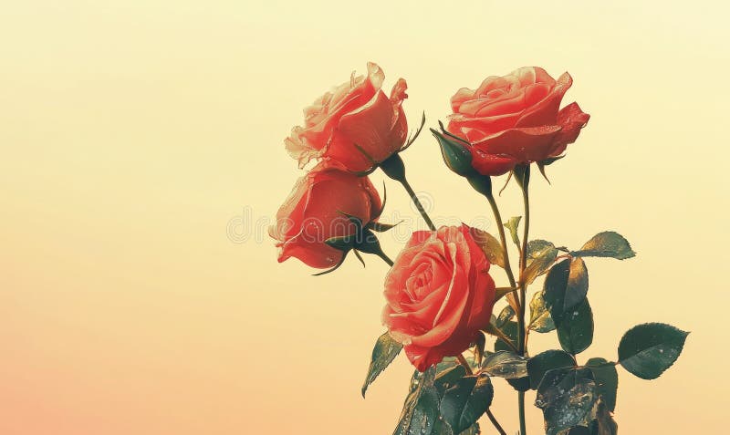 A Bouquet of Three Red Roses Stock Photo - Image of colorful, blooming ...