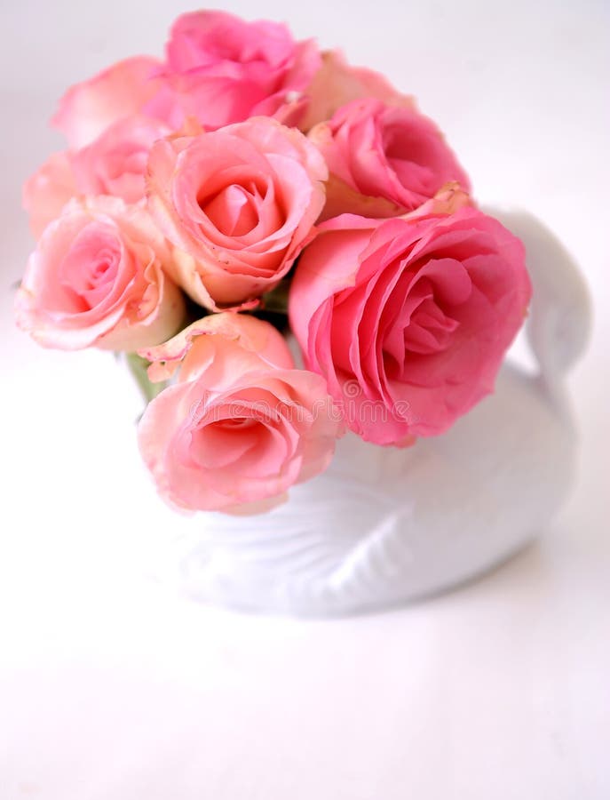 Bouquet of White and Pink Roses Stock Image - Image of heart, easter ...