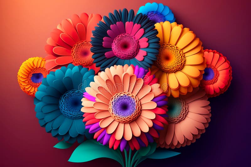 Bouquets of Colorful Spring Flowers Generative AI Stock Illustration ...