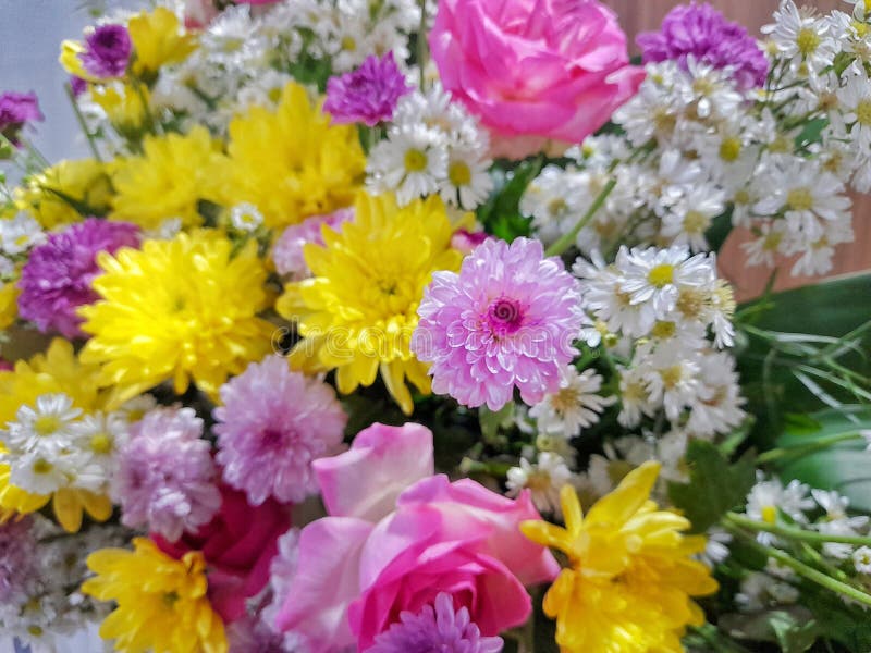 Bouquets of Different Colors and Types of Flowers Stock Image - Image ...