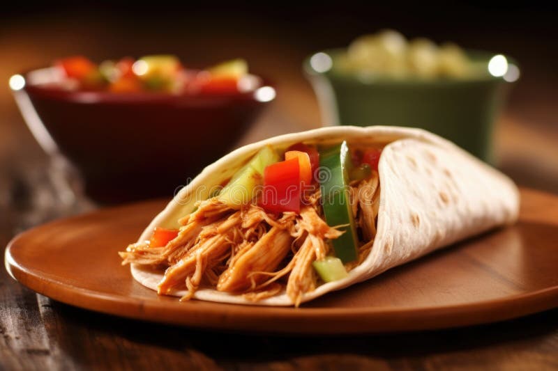 Bourbon Bbq Pulled Chicken Inside a Soft Taco Stock Photo - Image of ...