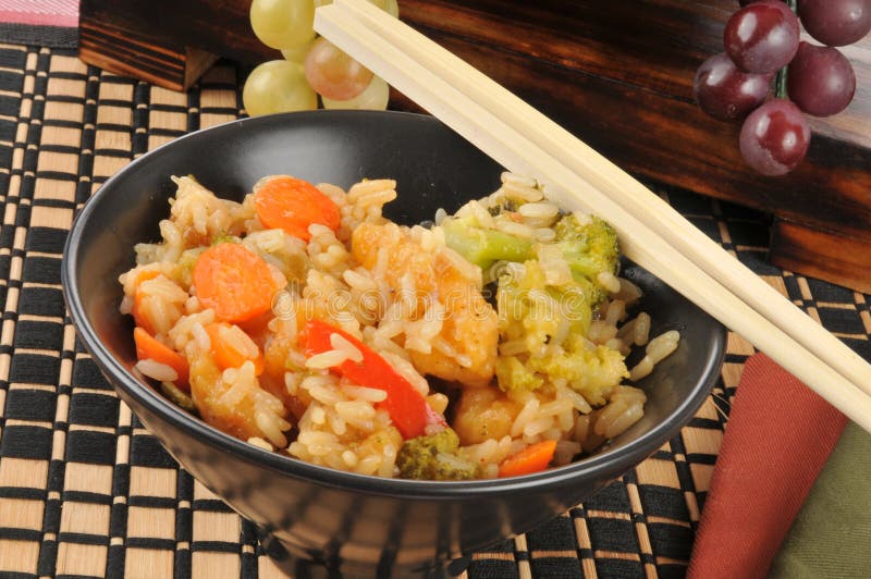 Bourbon Flavored Chicken with Steamed Rice Stock Photo - Image of food ...