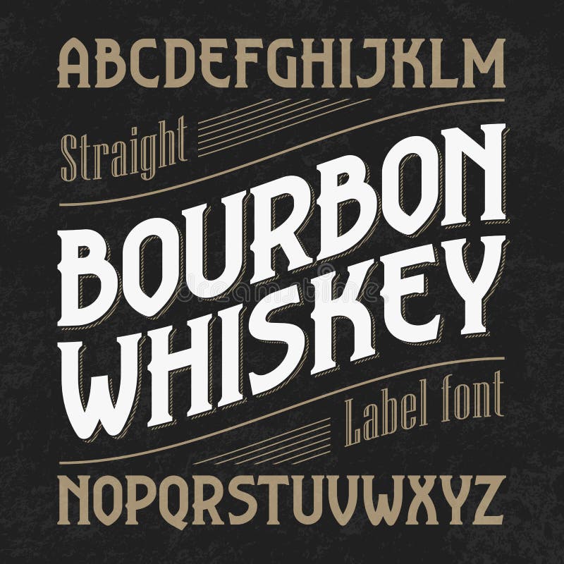 Single Barrel Whiskey Label Font with Sample Design Stock Vector ...