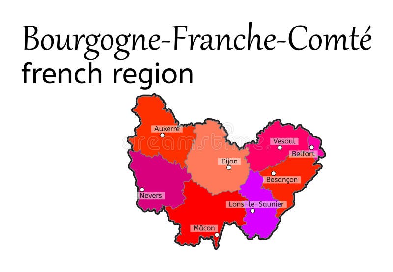 Bourgogne-Franche-Comte French Region Map Stock Vector - Illustration ...