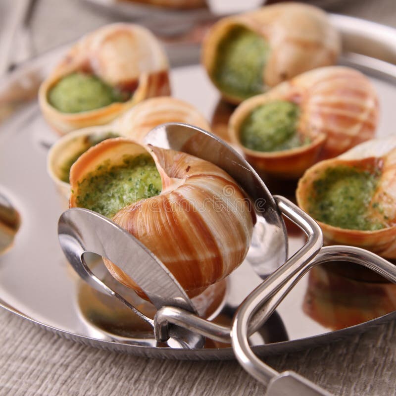 French Food on a Plate, 6 Snails, Stock Photo - Image of rare, cities ...