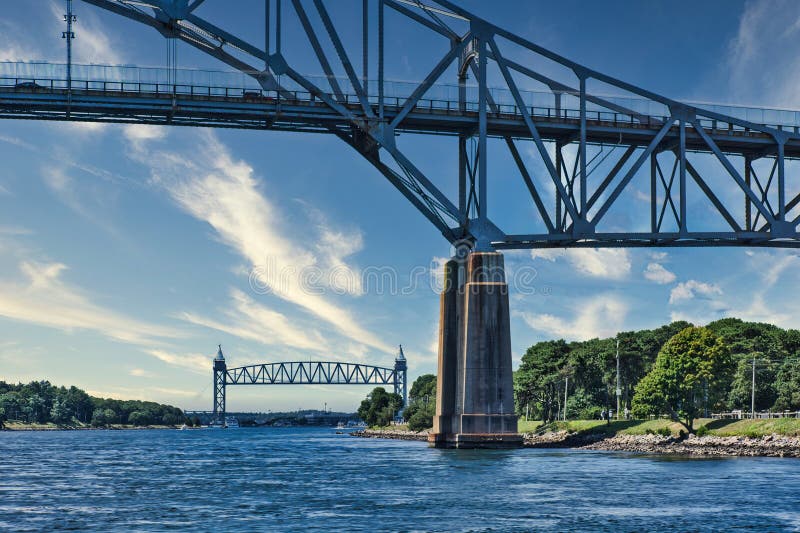 Cape Cod Canal Railroad Bridge with Bourne Bridge in the Foreground ...