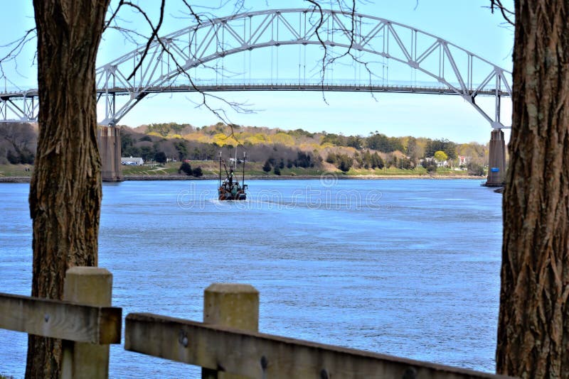 Bourne Bridge Over the Cape Cod Canal Stock Image - Image of ...