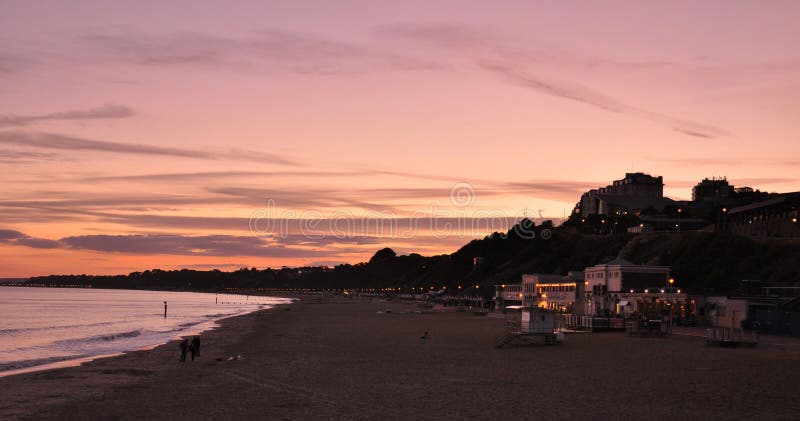 Bournemouth beach sunset. stock photo. Image of sunset - 70502860