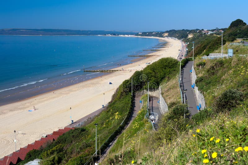Bournemouth Beach To Sandbanks Stock Photo - Image of holiday, zigzag ...
