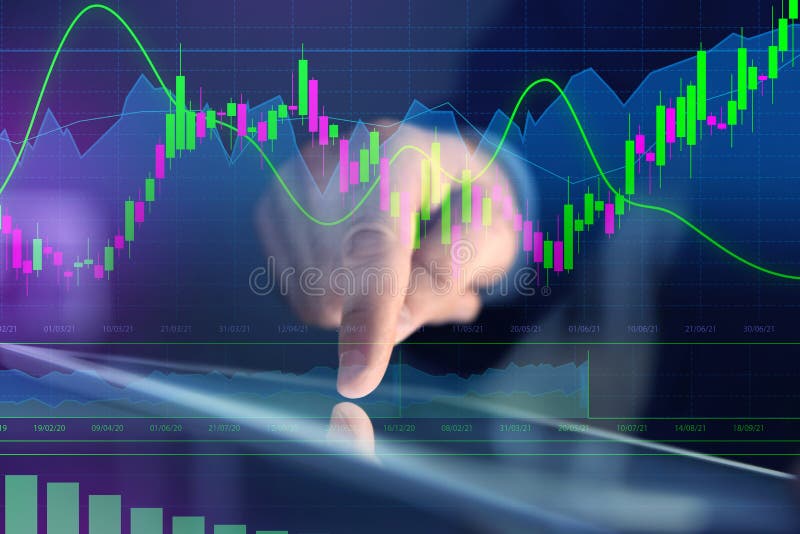 Bourse. Homme Utilisant Une Tablette Et L'illustration Du Graphique De ...