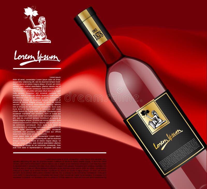 Bouteille De Vin Prototypes Avec Le Logo Sur Fond Rouge Image éditorial ...