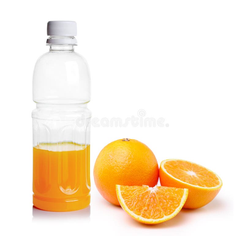 Bouteille Et Verre En Plastique De Jus D'orange Image stock - Image du ...