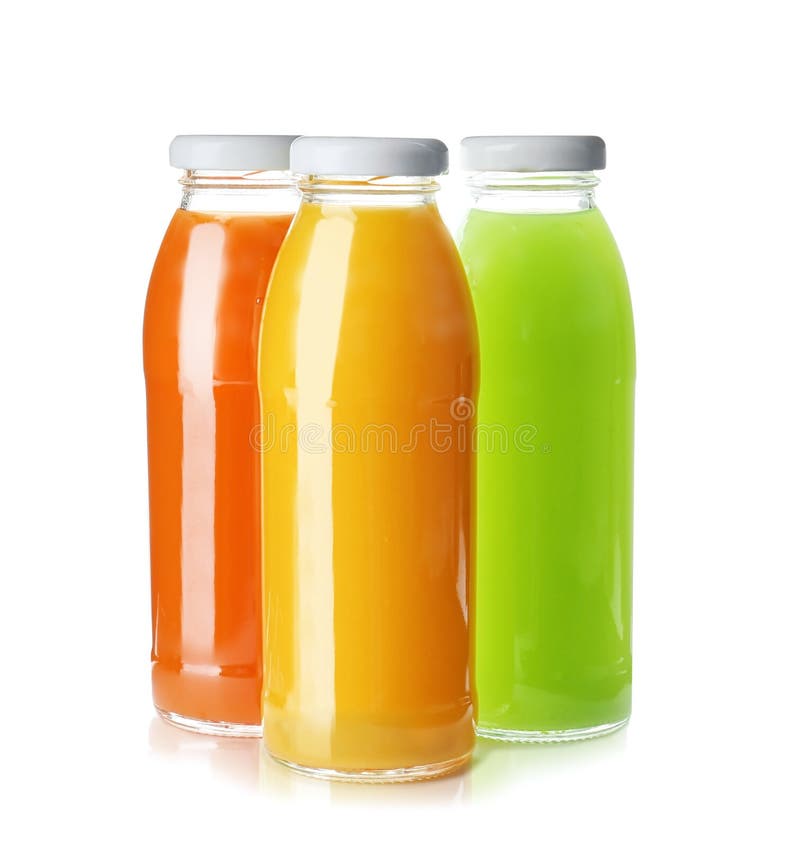 Le Jus De Fruit Porte Des Fruits Dans Une Bouteille D'isolement Sur Le ...