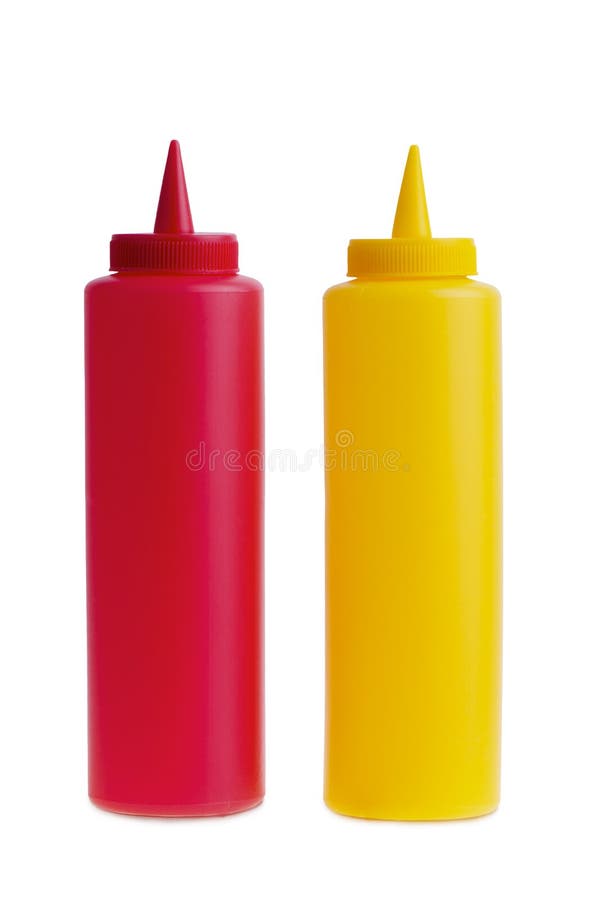 Ketchup En Plastique Rouge Et Bouteille En Plastique De Moutarde Jaune ...