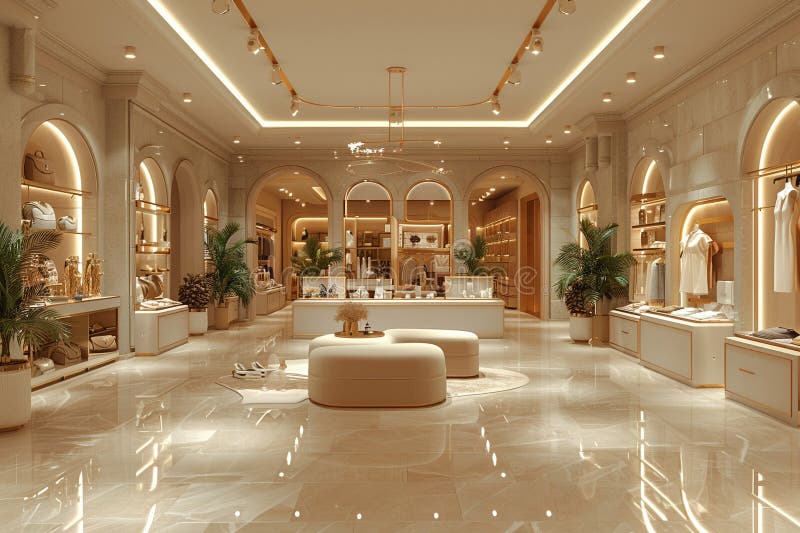 Boutique Fashion Store with Elegant Displays and Soft Lighting3D Render ...