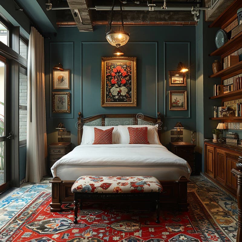 Boutique Hotel Room with Unique Decor and Luxurious Amenities Stock ...