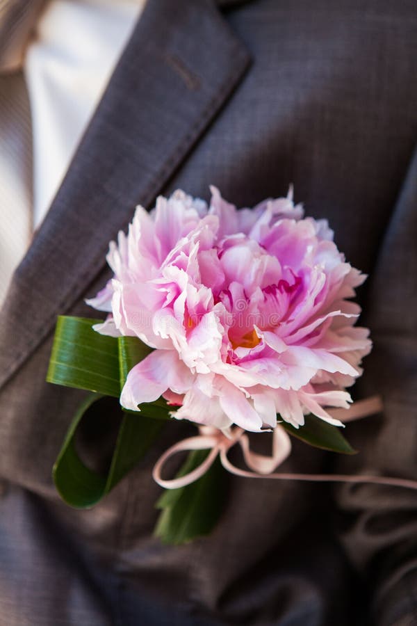 Boutonniere on the Lapel of the Groom Stock Photo - Image of ...