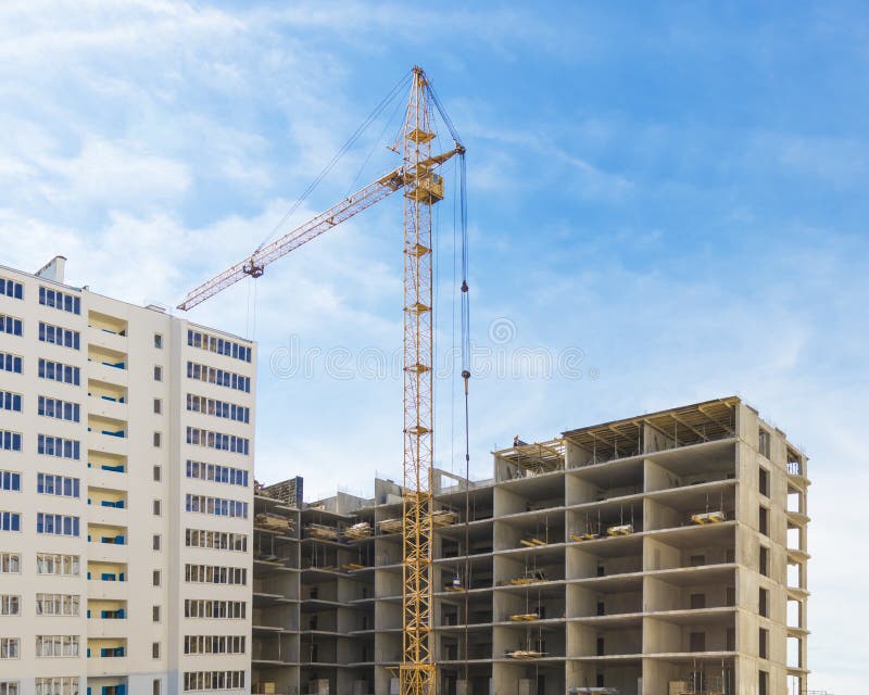 Bouw Van Een Woningbouw De Plaats Van De Kraan En Van De ...