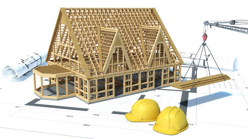 Bouw Van Huizen Tekeningen 3D Illustratie Stock Illustratie - Illustration of raad, nieuw: 46535024