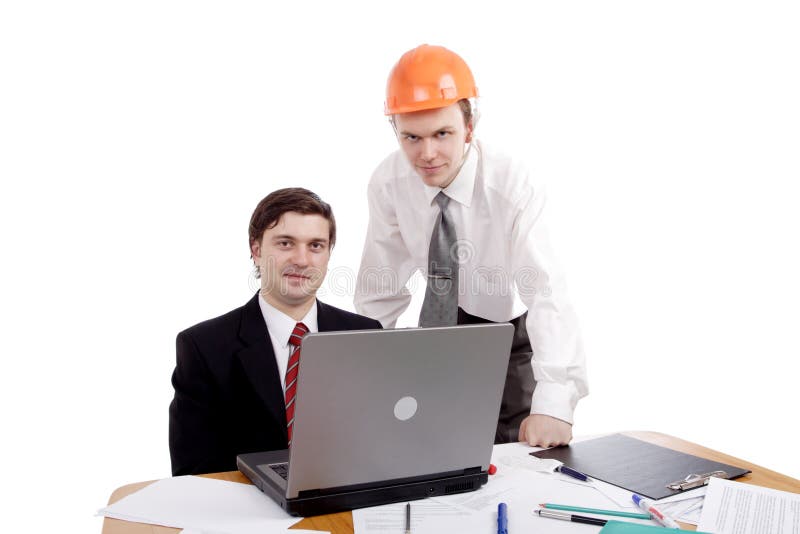 Bouwer stock foto. Image of bespreking, mens, bedrijf - 2381584