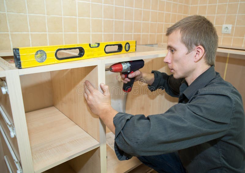 Bouwvakker op het werk stock foto. Image of meubilair - 35575634