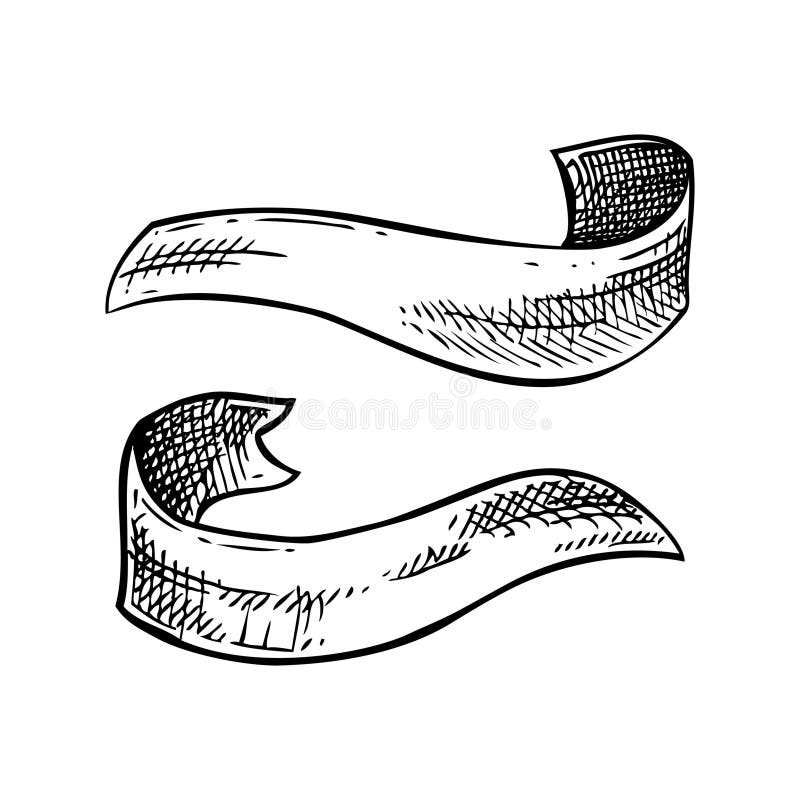 Rococo Ribbons Sketch. Baroque Design Elements. Vintage Bow Stock ...