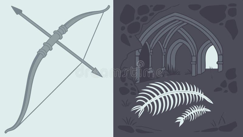 Bow Arrow with Animal Skeleton, Primitive Hunter History. Vector Design ...