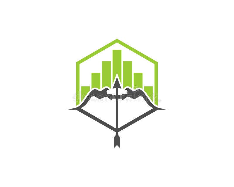 Bow and Arrow with Chart Growth Up in the Hexagon Stock Illustration ...